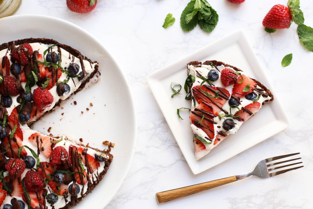 Healthy Chocolate Fruit Pizza - The District Table