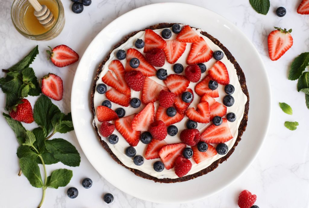 Healthy Chocolate Fruit Pizza - The District Table